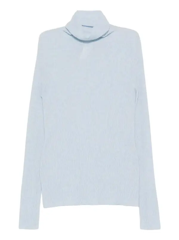 Fabiana Filippi Ribbed Turtleneck Sweater With Long Sleeves - Light Blue