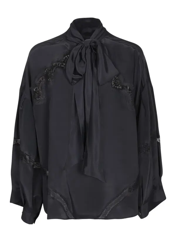 ERMANNO FIRENZE Pussy-bow Lace-trimmed Blouse - No