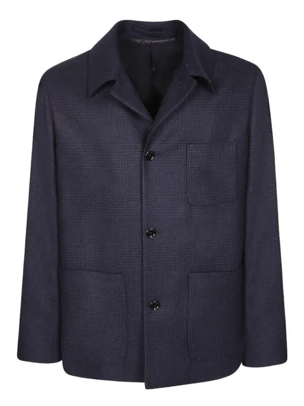 LARDINI Long-sleeve Jacket With Check Pattern - Blue