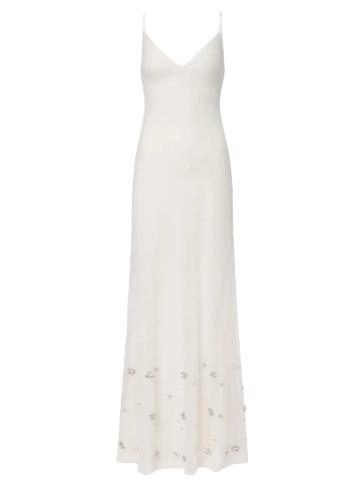 Roland Mouret Embellished V-neck Gown - White