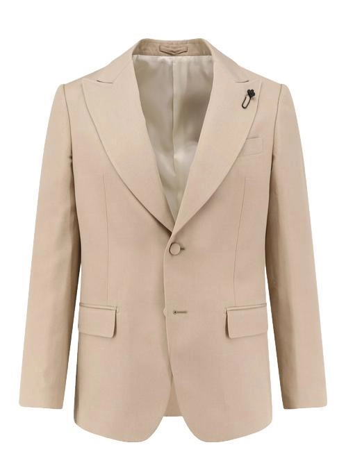 LARDINI Single-breasted Peak-lapel Blazer - Beige