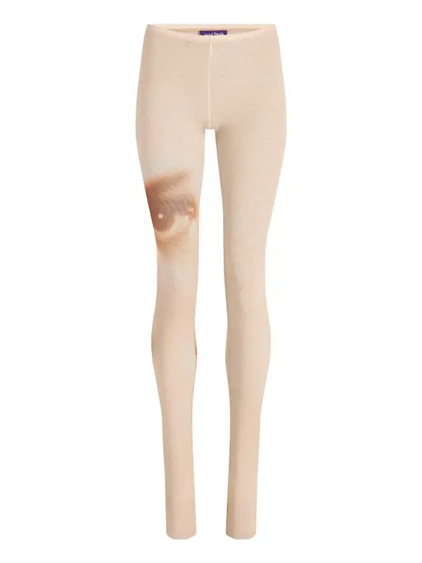 JEAN PAUL GAULTIER Face" Printed Mesh Trousers - Light Brown