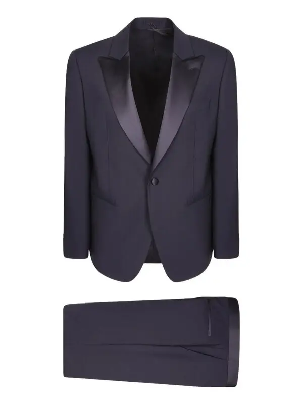 LARDINI Long-sleeved Blazer And Trousers Set - Blue