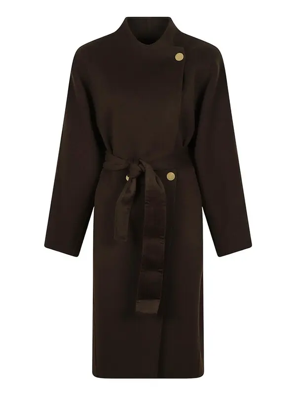 Alberta Ferretti Buttoned Belted Coat - Black