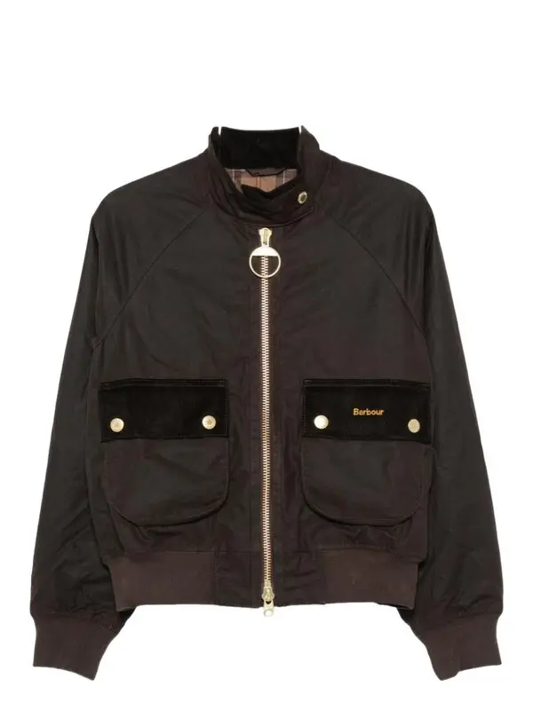 Barbour Corduroy-trim Pocket Detail Zip-up Jacket - Brown