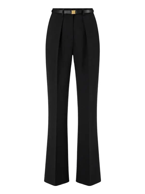 Elisabetta Franchi Belted Trousers With Gold-tone Logo - Black
