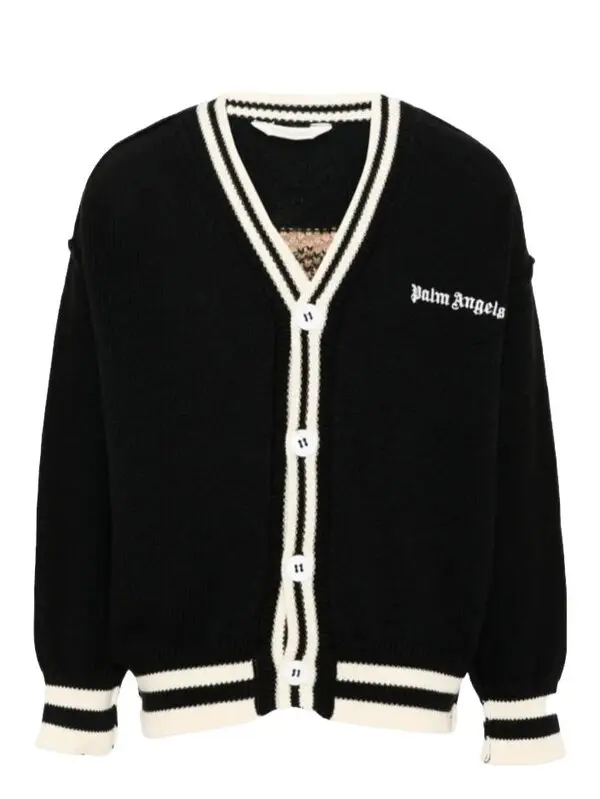 Palm Angels Bear-motif Logo-embroidered Cardigan - Black