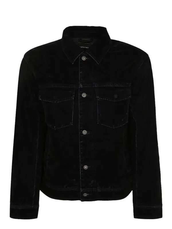 Emporio Armani Long-sleeve Denim Trucker Jacket - Black