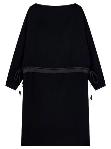 Emporio Armani Midi Dress In Techno Cady With Drawstring Waist - Black