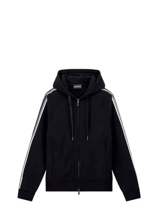 Emporio Armani Zip-up Drawstring Hoodie - Black
