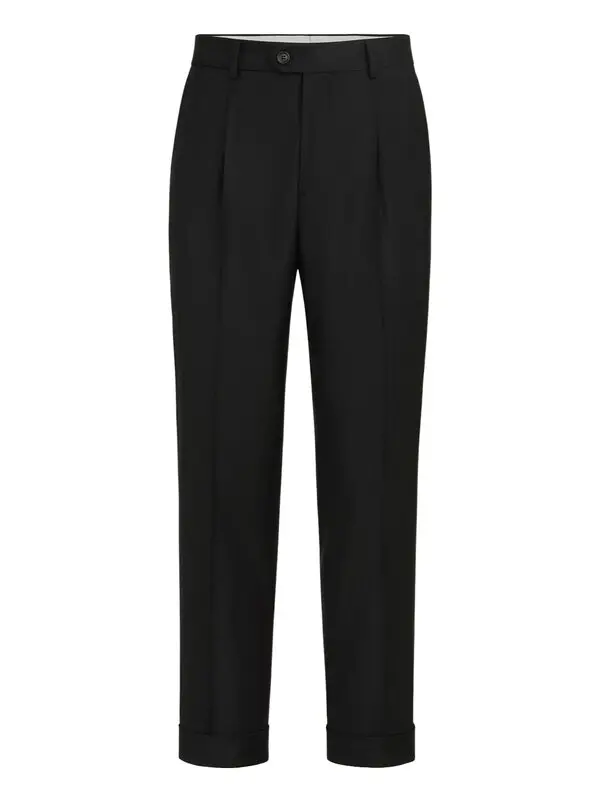 Brunello Cucinelli Super 150s Virgin Wool Four Season Batavia Trousers With Pleat - Black