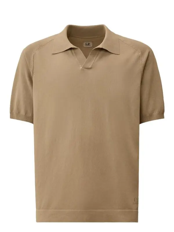 C.P. COMPANY Open Collar Knitted Polo Shirt - Dove-grey