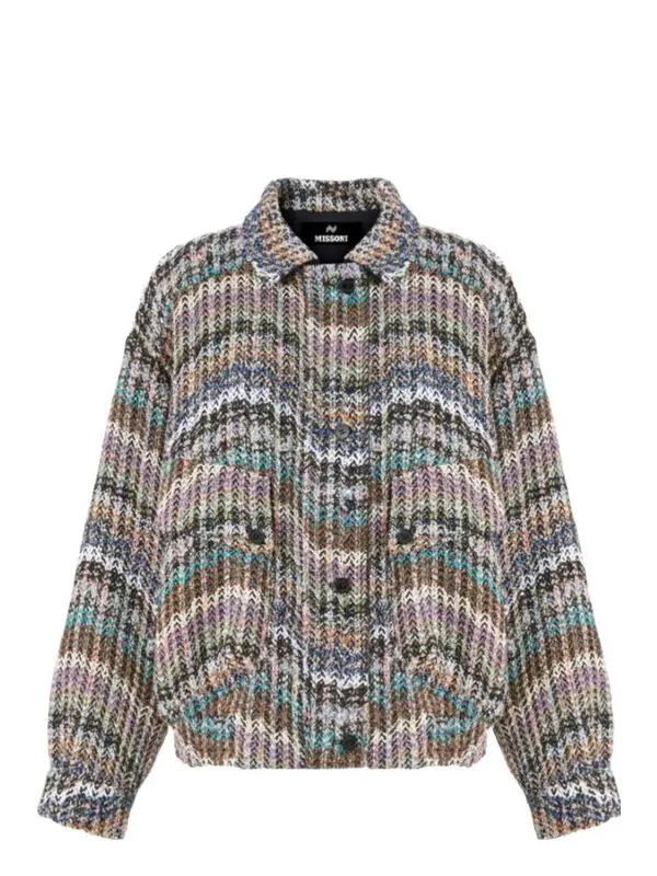 Missoni Chevron Knit Sequined Bomber Jacket - Multi-color