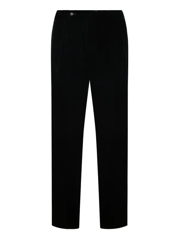 Giorgio Armani Pleated Velvet Tailored Trousers - Blue