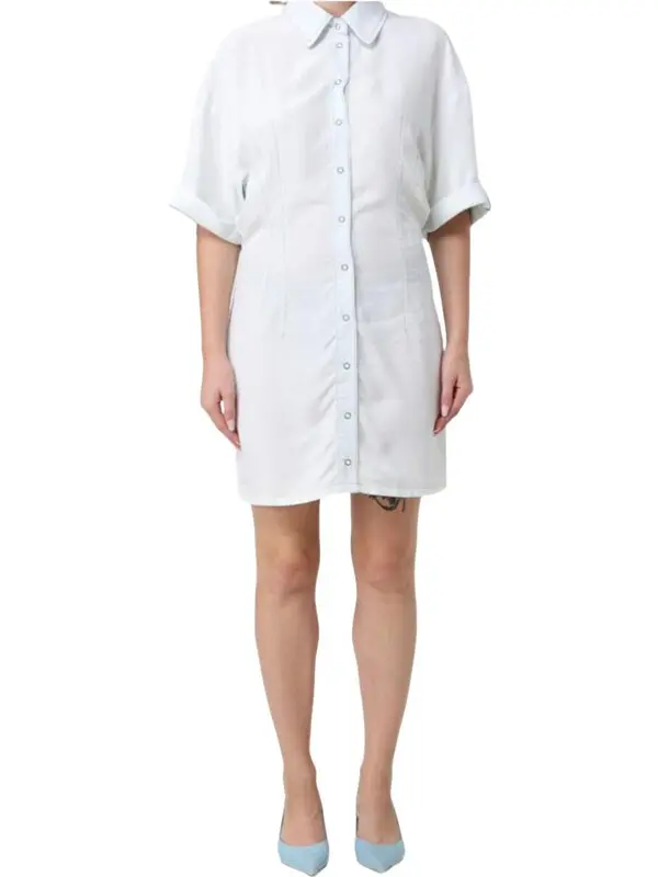 Patrizia Pepe Shirt Dress With Button Front And Short Sleeves - White