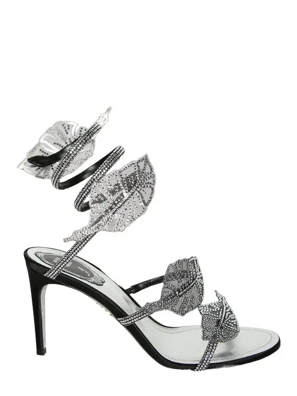 Rene Caovilla Round-toe High-heeled Sandals With Leaf Pattern And Ankle Strap - No
