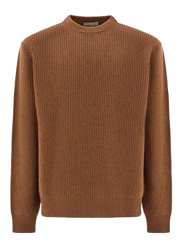 Canali Light Wool And Cashmere Crew Neck Sweater - Brown