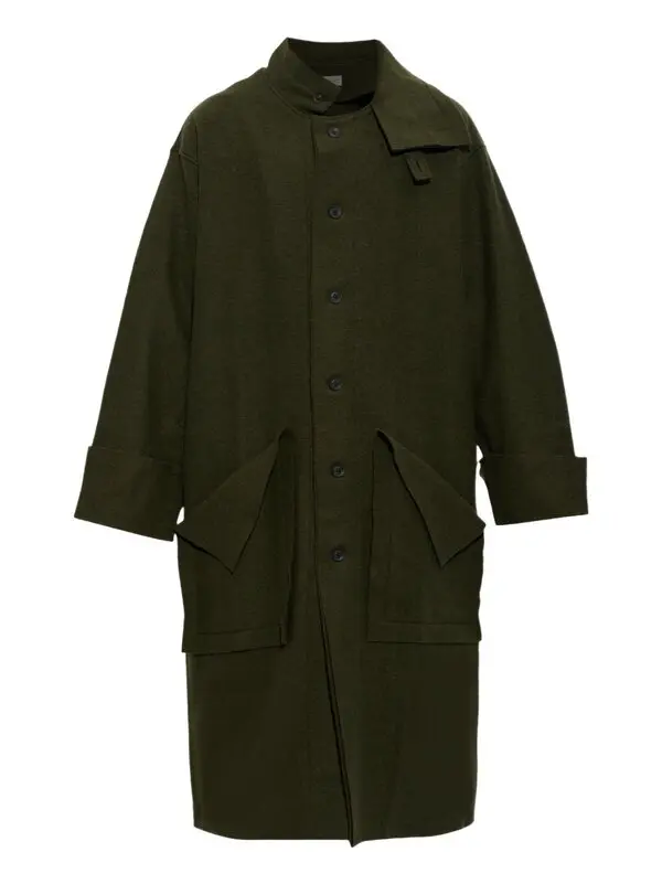 Yohji Yamamoto Stand Collar Long Coat - Green