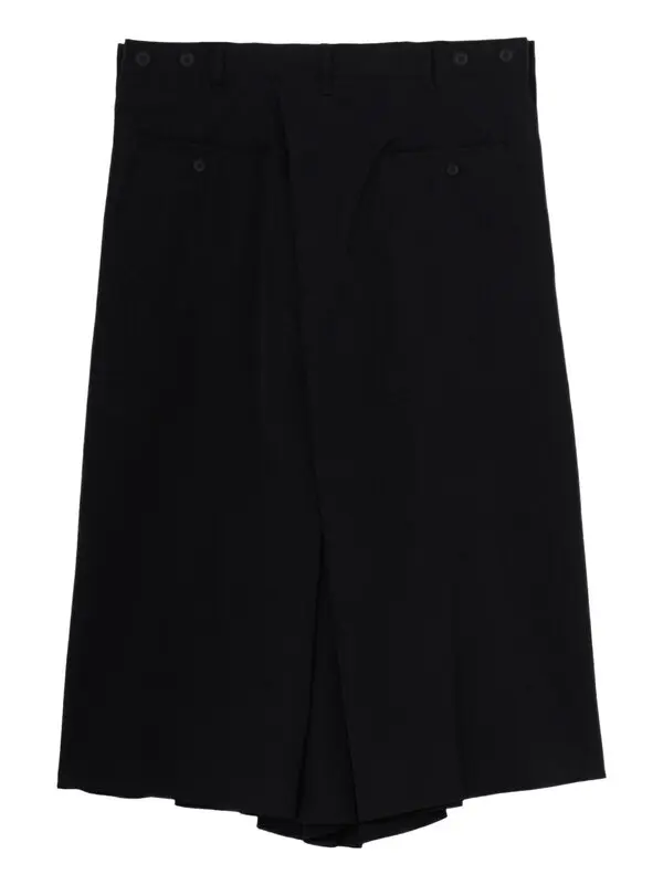 Yohji Yamamoto Wool Gabardine Pleated Wide-leg Pants - Black