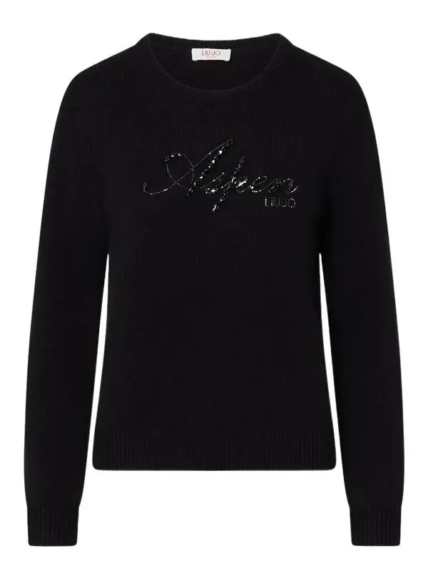 Liu Jo Jewel-embroidered Crew Neck Sweater - Black