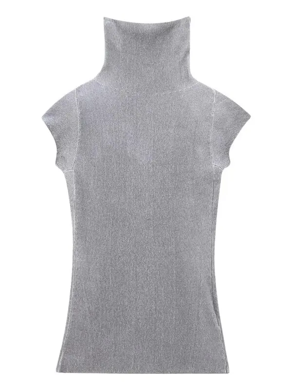 Giorgio Armani Slim Fit Cup Sleeve Ribbed Turtleneck Jumper - Grey