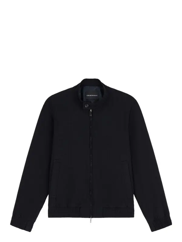 Emporio Armani Light Wool Stretch Seersucker Blouson - Black