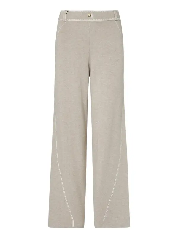 Liu Jo Wide Leg Trousers With Contrast Stitching - Beige