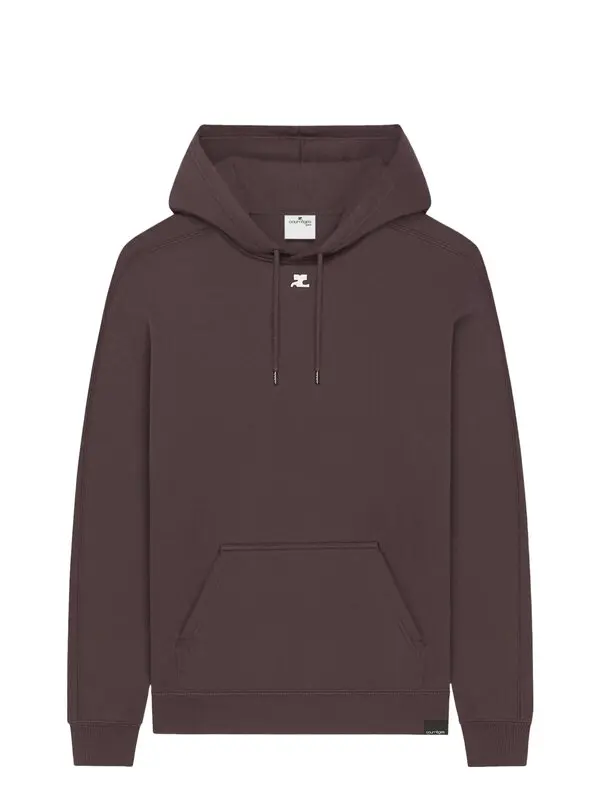 COURREGES Logo-patch Cotton Hoodie - Burnt Red