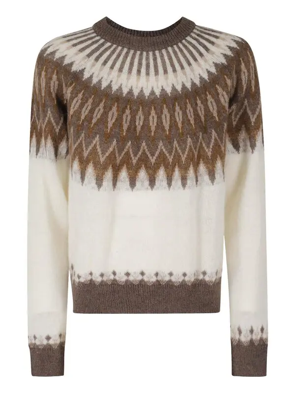ROBERTO COLLINA Fair Isle Knit Sweater - Brown