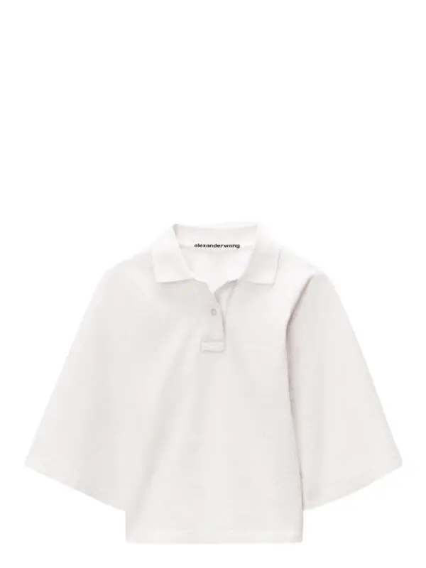 Alexander Wang Draped Sleeve Fitted Polo - Vintage White
