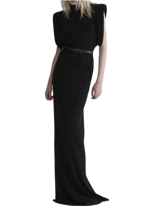 MUGLER Draped Sleeveless Gown - Black