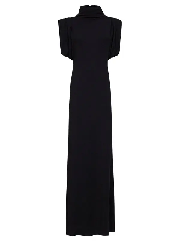 MUGLER Draped Sleeveless Gown - Black