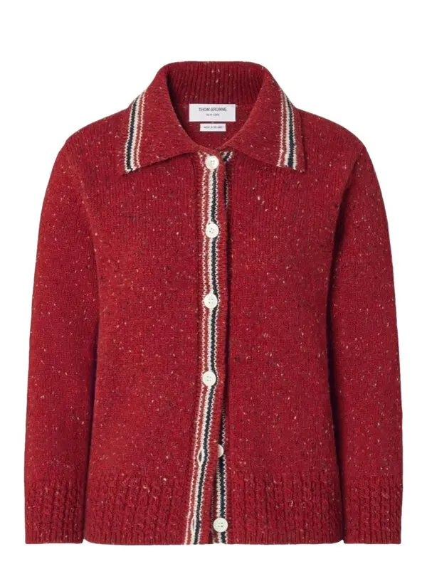 Thom Browne Hector Pointelle-knit Cardigan - Red