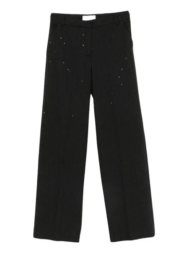 ERMANNO FIRENZE Sequined Pinstriped Trousers - Black