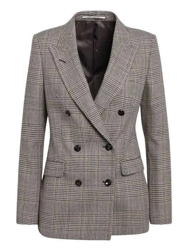 Tagliatore Double-breasted Checked Blazer - Brown