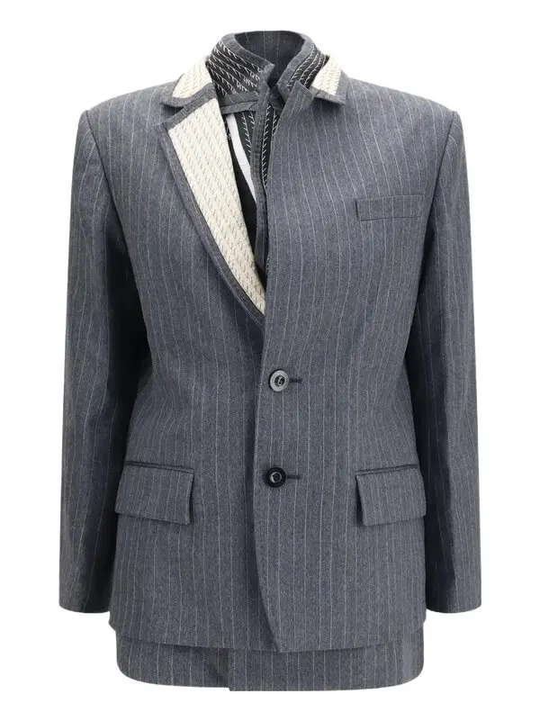 Sacai Layered Pinstripe Blazer - No