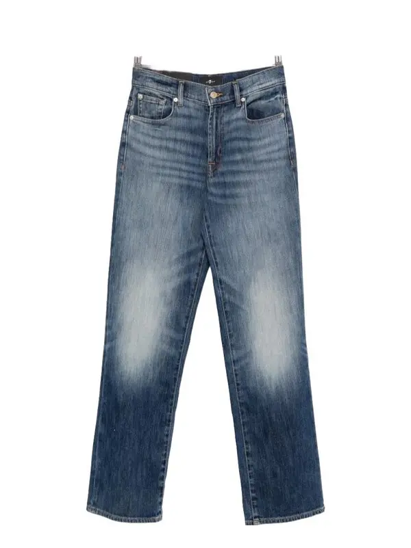 7 For All Mankind Faded Straight-leg Jeans - Blue