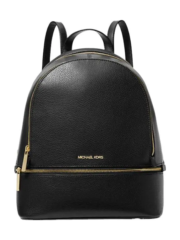 Michael Kors Rhea Medium Pebbled Leather Backpack - Black