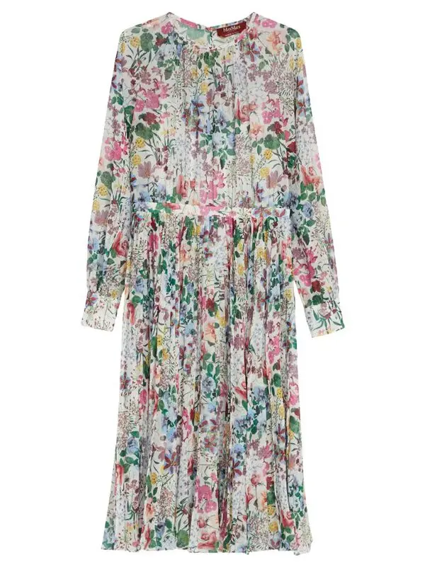 Max Mara Long-sleeved Printed Midi Dress - Multicolor