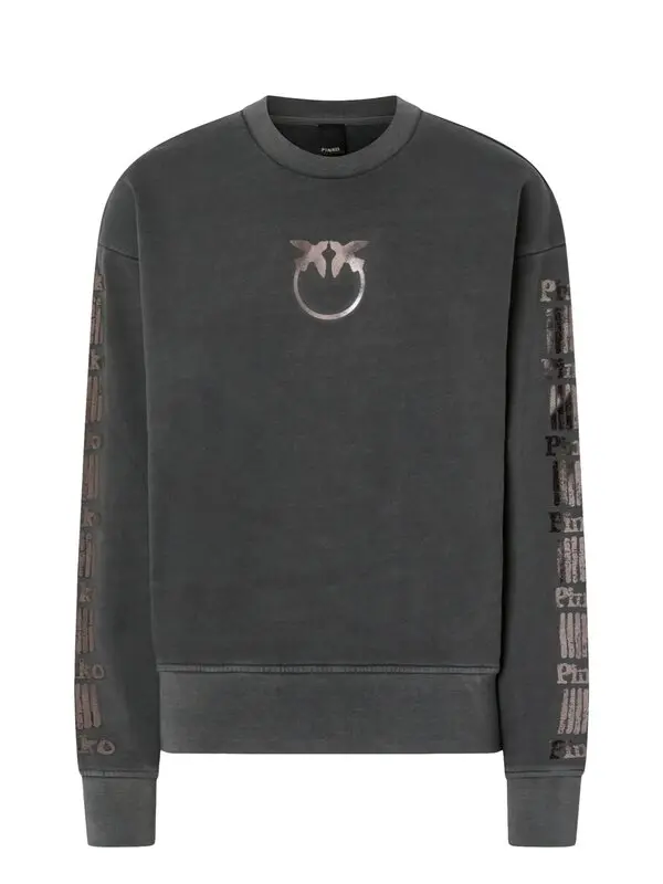 Pinko Logo Detail Cotton Sweatshirt - Black