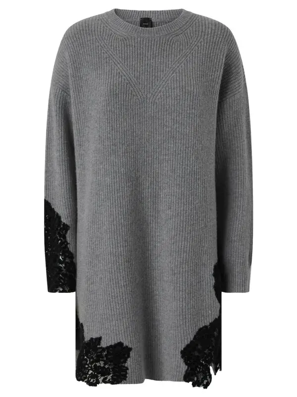Pinko Valledaosta Lace Knit Mini Dress - Gray