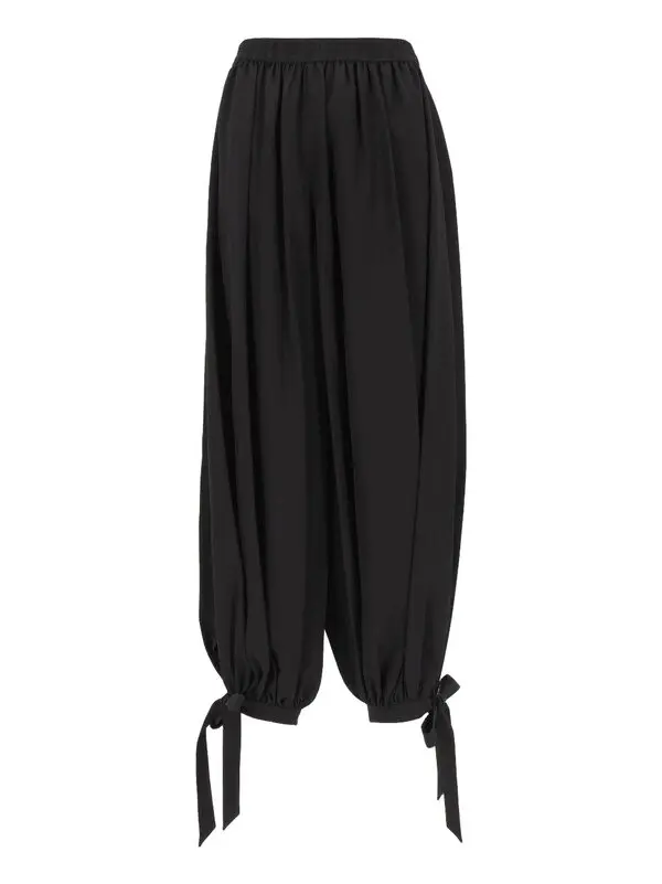 Chloé Fluid Silk Trousers With Drawstring Hem - Black
