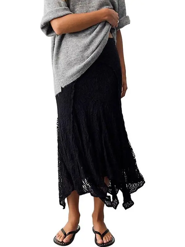 Free People Bella Lace Mermaid Skirt - Black