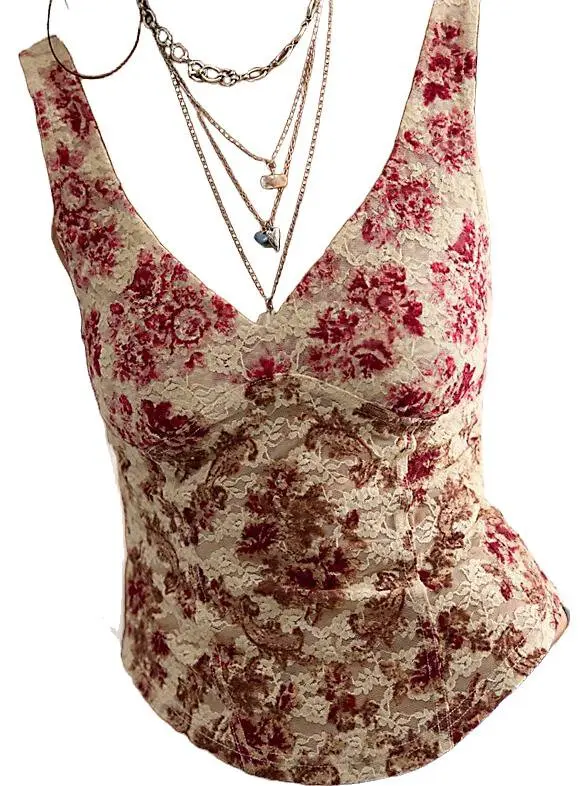 Free People Skylar Lace Corset Top - Tea Combo