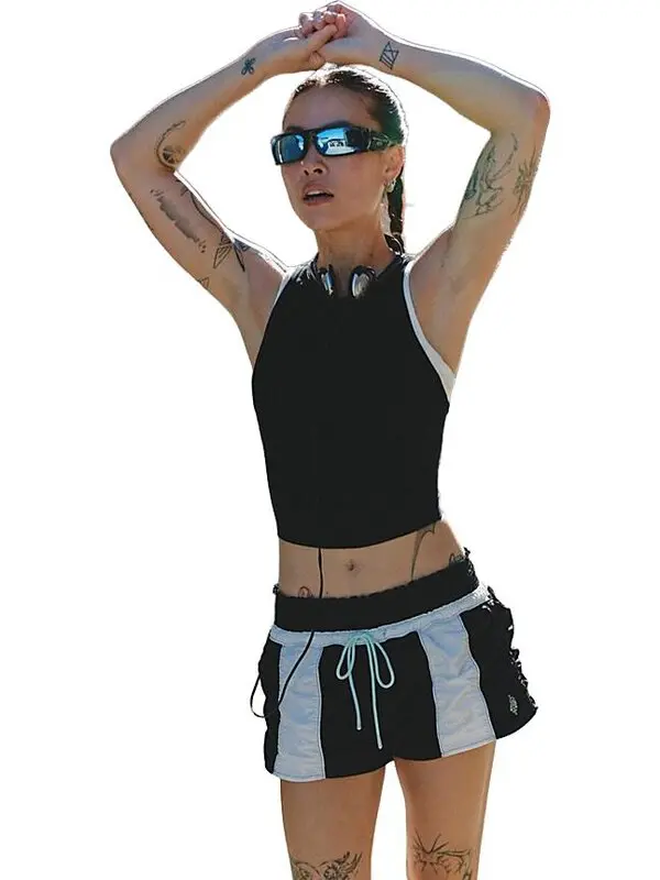 Free People Fast Lane Track Shorts - Black Combo