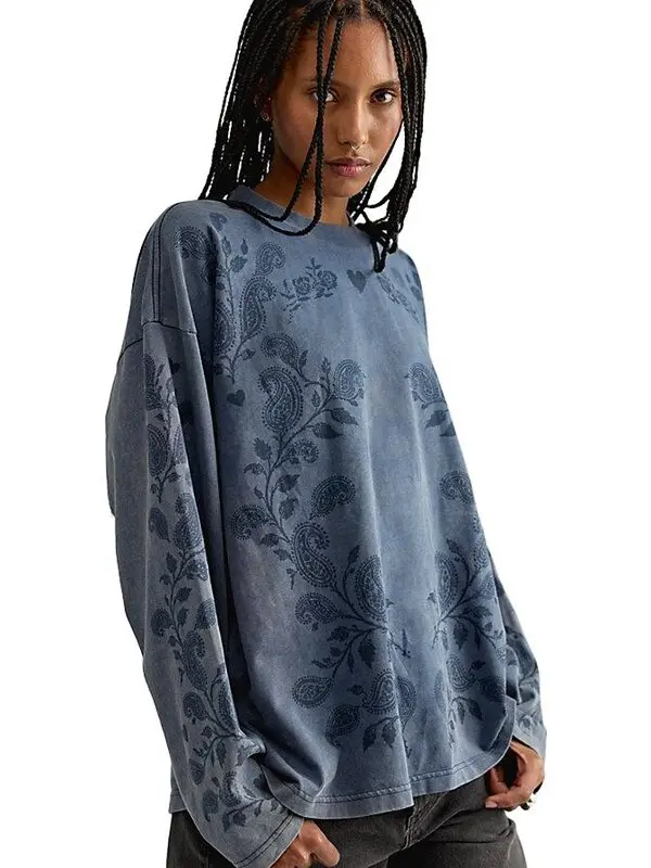THE TALES Paisley Long Sleeve Top - Washed Black