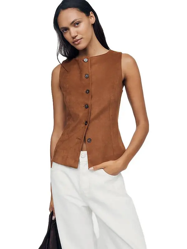 WAYF Boat-neck Vest Top - Camel