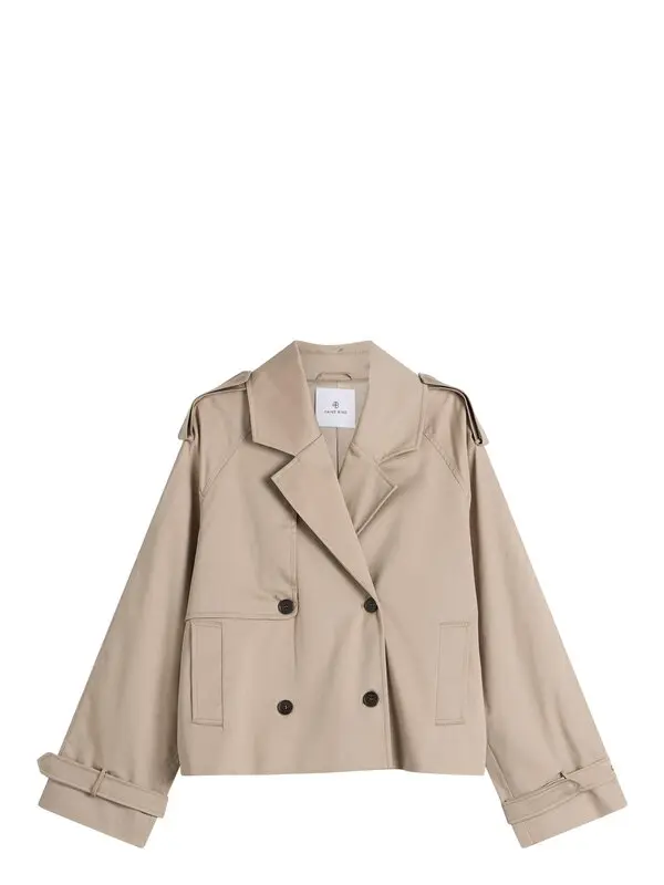 ANINE BING Rickie Cropped Trench Coat - Beige