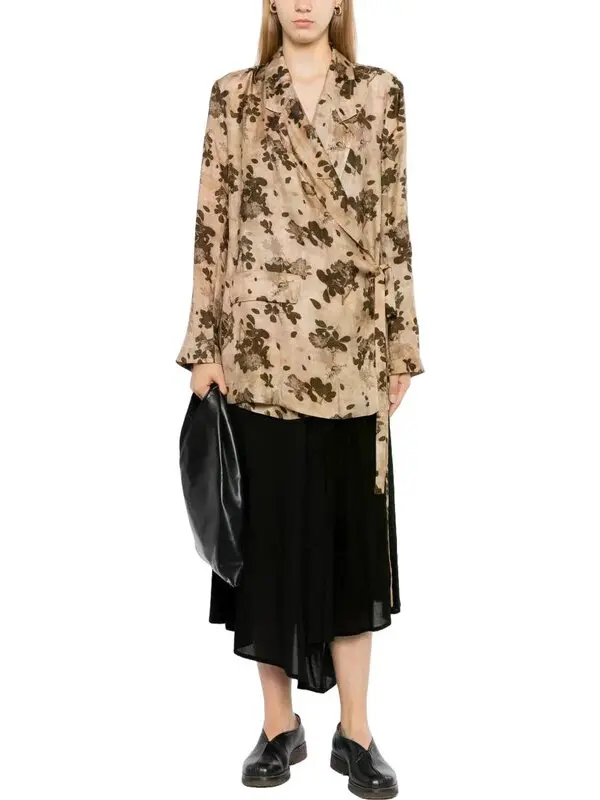 UMA WANG Floral Print Wrap Jacket - Neutrals