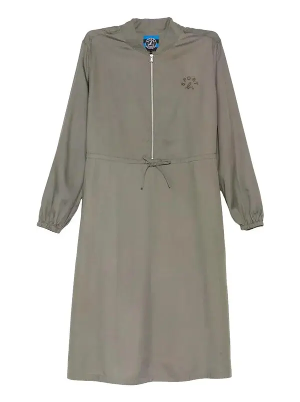 AGNES B. Logo-embroidered Zip-up Midi Dress - Green